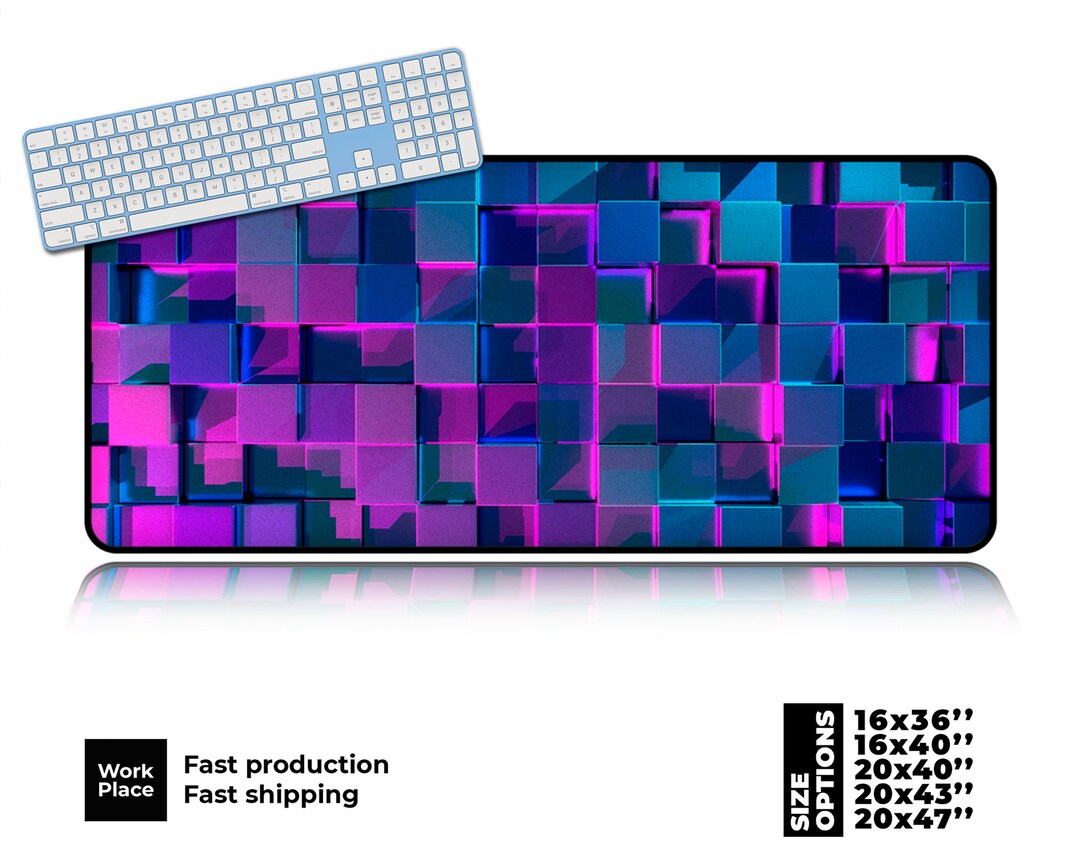 Violet 3D Cubes Desk Mat, Violet Mouse Pad, Mouse Pads, Large Mouse Pad ...
