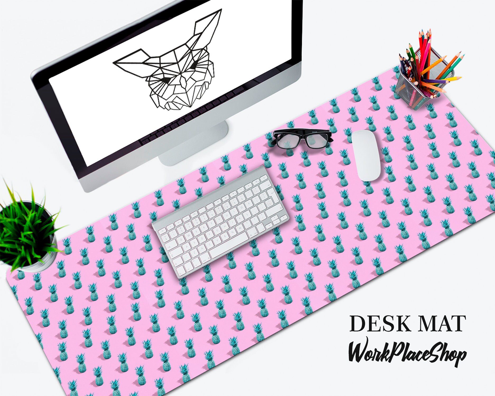 Pineapple Desk Mat Ananas Print Mouse pad Mouse pads Large | Etsy