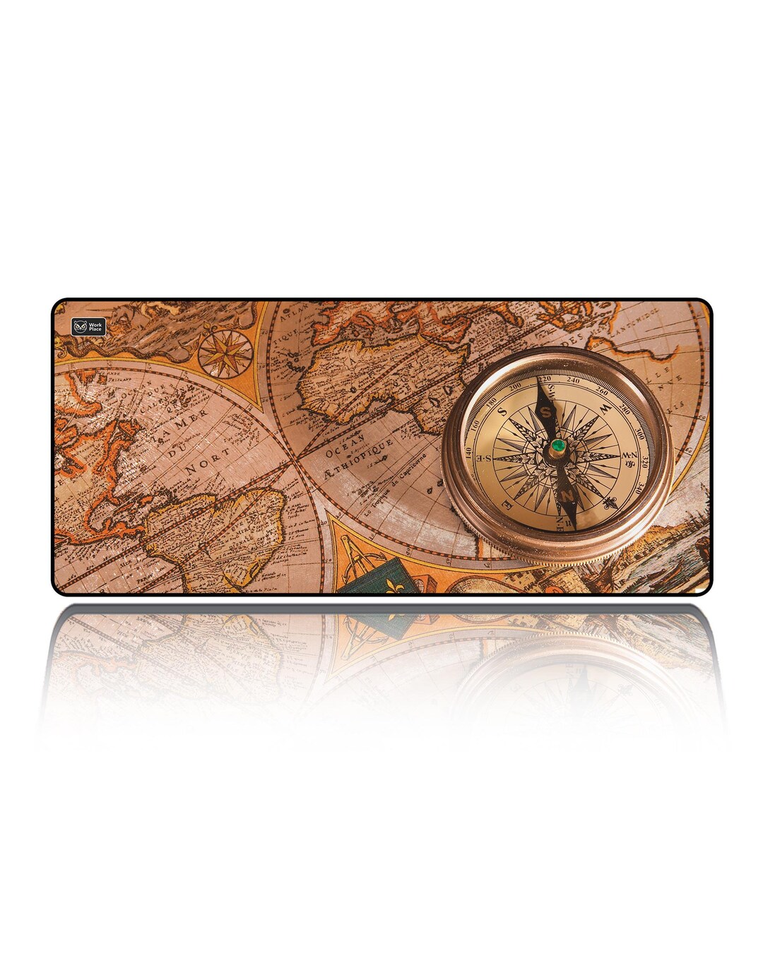 Vintage World Map Mouse Pad – XXL Desk Mat | Antique Compass & Old ...