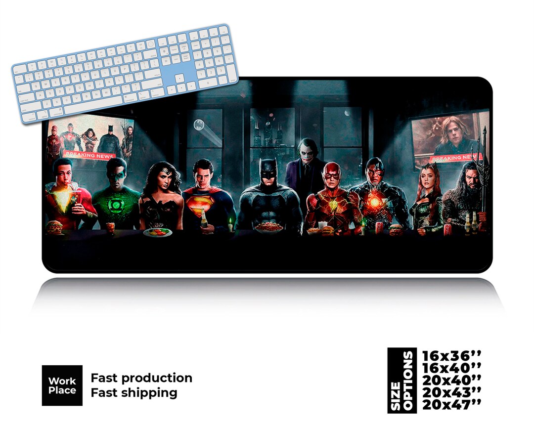 Justice League Deskmat, DC Desk Mat, Geek Placemat, Colorful Large Desk ...