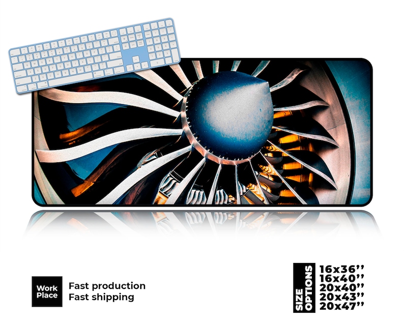 Turbine Desk Mat Aircraft Mouse Pad Mouse Pads Large Mouse - Etsy