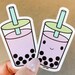 Taro Boba Sticker, Cute Vinyl Sticker, Cute Food Sticker, Bubble Tea ...