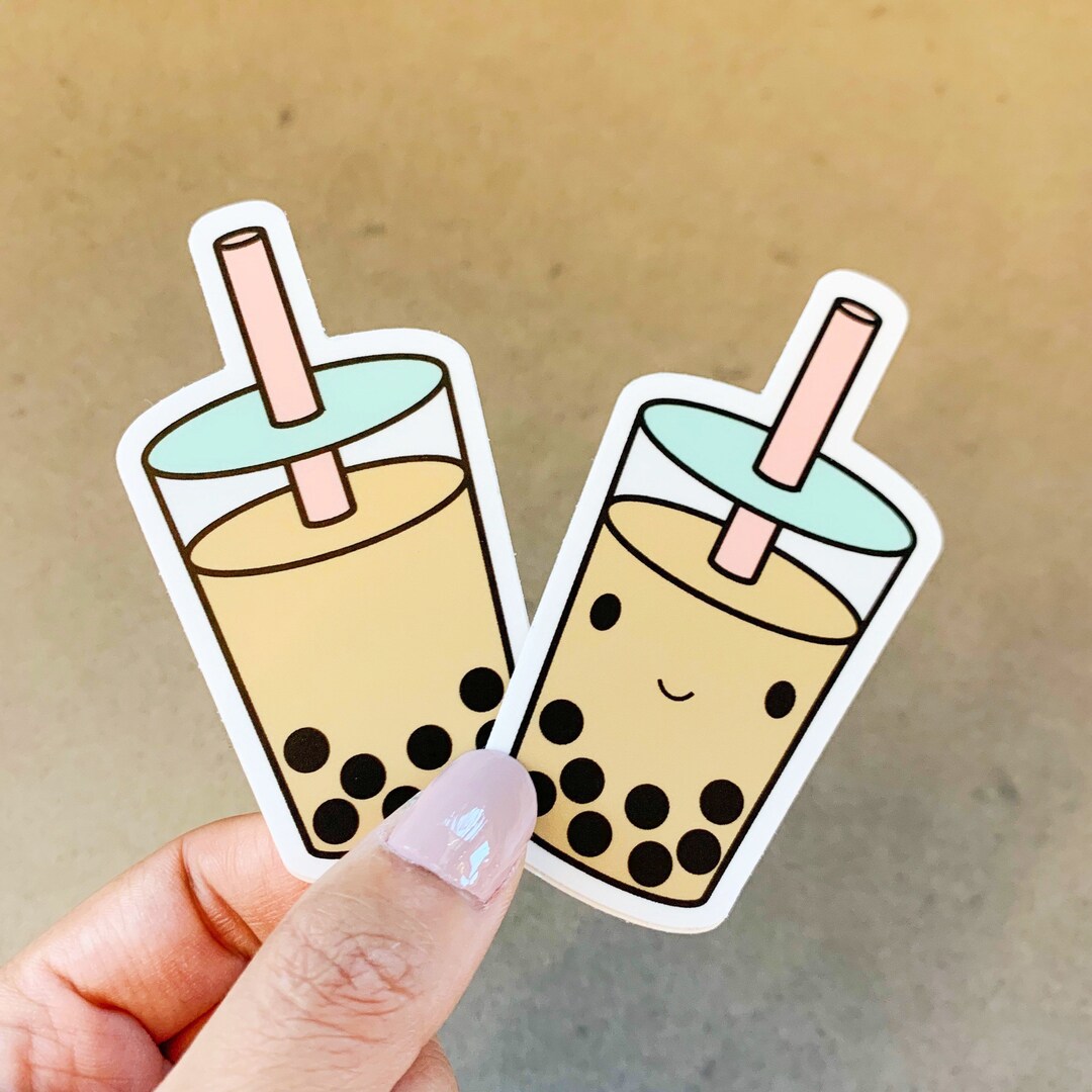 Boba Milk Tea Sticker, Cute Vinyl Sticker, Cute Food Sticker, Bubble ...