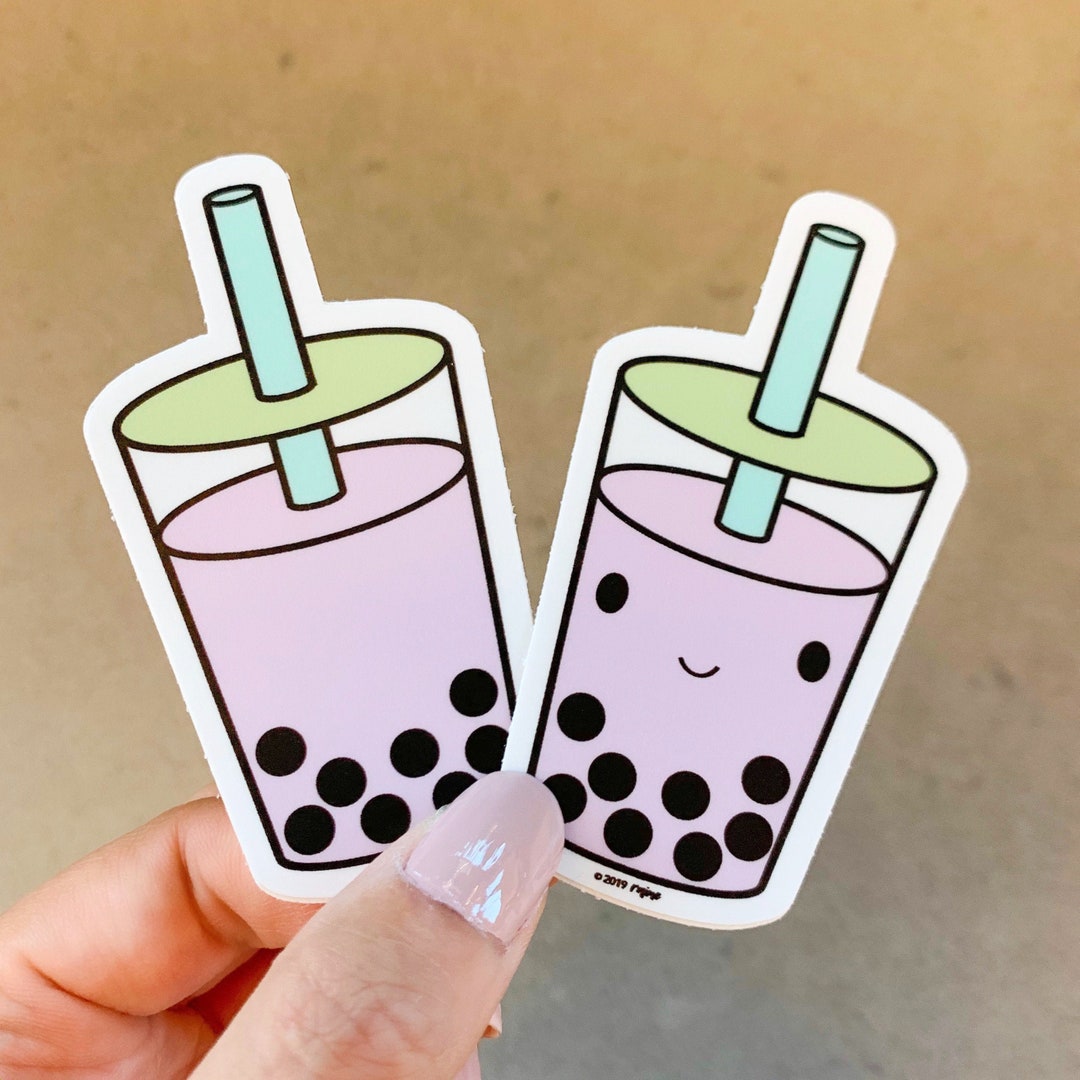 Taro Boba Sticker, Cute Vinyl Sticker, Cute Food Sticker, Bubble Tea ...