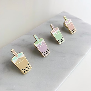 Boba Milk Tea Pin, Enamel Pin, Pins, Boba Tea Pin, Bubble Tea Pin, Milk ...