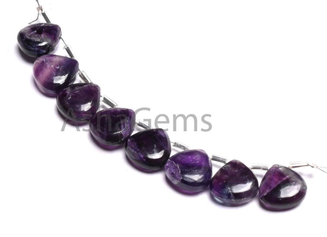Dark Purple Amethyst Smooth Heart Beads,12 Mm Natural Gemstone Handmade ...