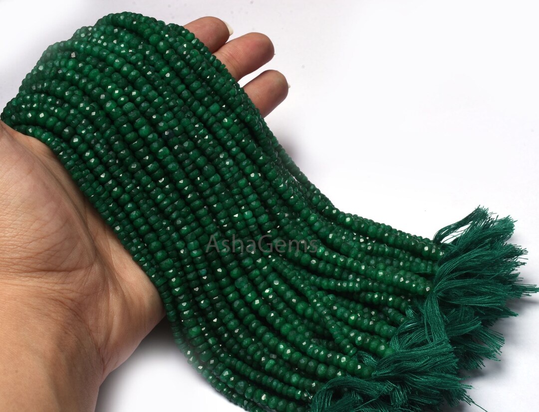 Fine Quality Green Emerald Corundum Faceted Rondelle Shape Beads ...