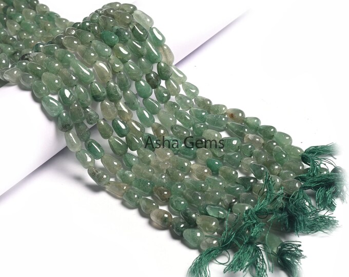 Green Aventurine Smooth Drop Shape Handmade Gemstone Beads,13" Strand ...
