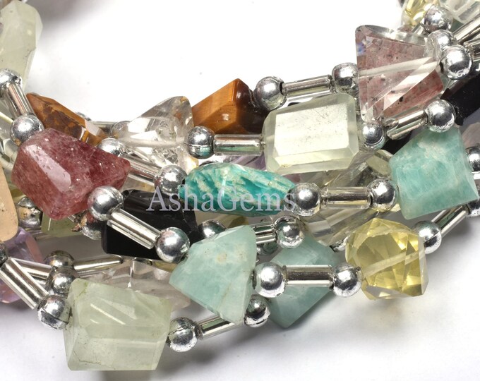 Multi Gemstone Faceted Nugget Shape Beads,6" Strand, Multi Disco Beads ...