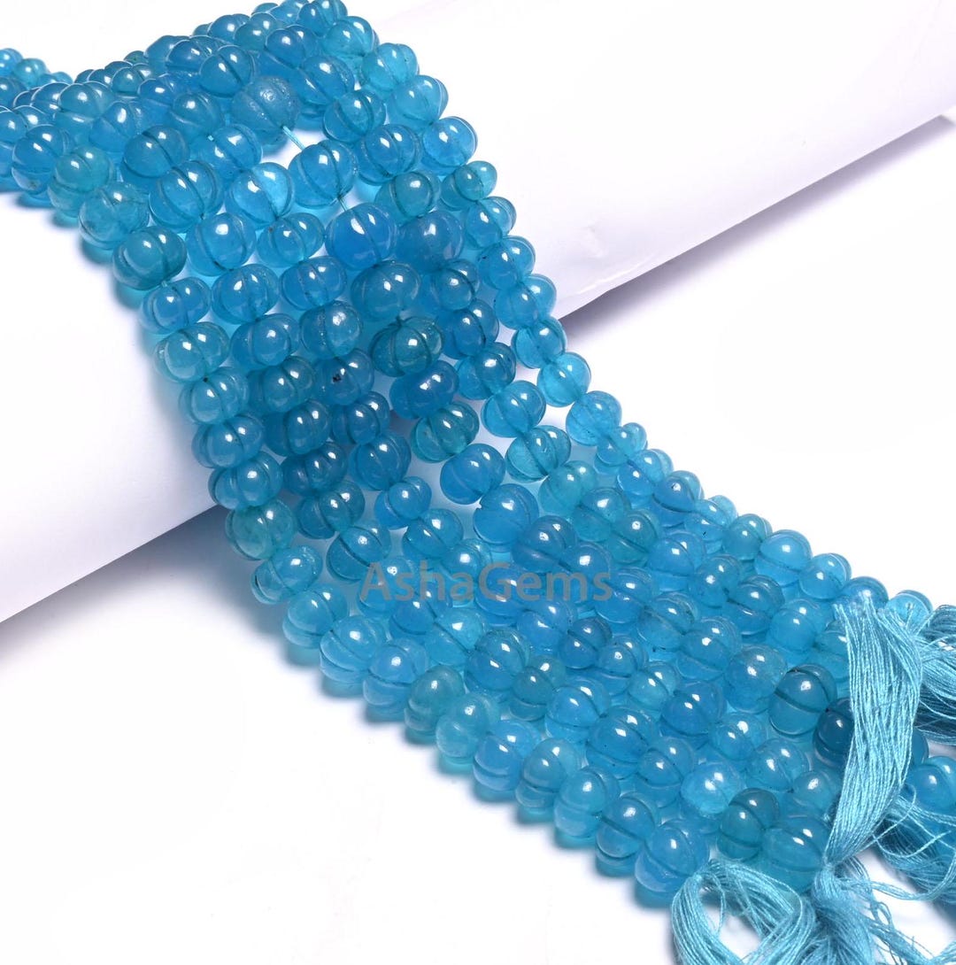 Beautiful Blue Quartz Carving Watermelon Beads, Blue Sapphire Color ...