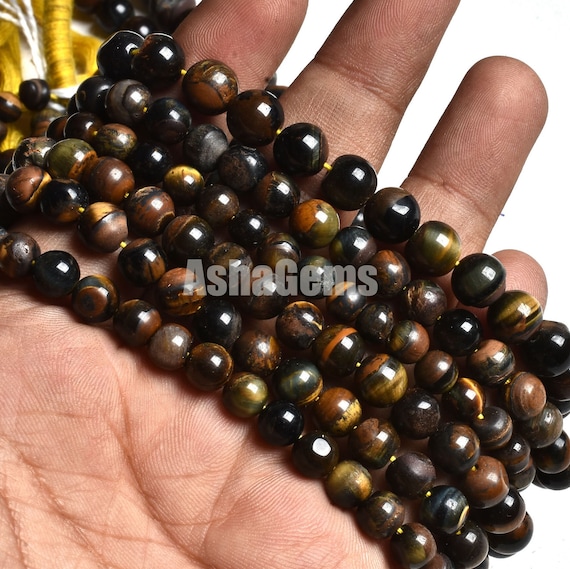 Natural Black Tiger Eye Smooth Round Gemstone Beads 13 Strand Shaded Tiger Eye Round Shape Bead Tiger Eye Beads Jewelry Making Craft Sale Etsy UK