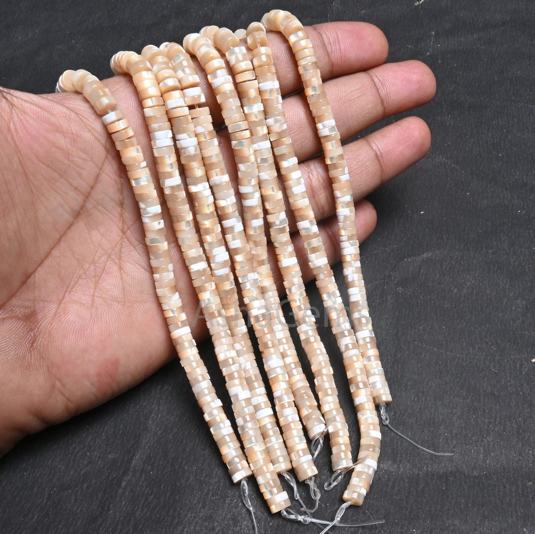 Natural MOP Smooth Tyre Heishi Beads,6x2mm AAA Mother of Pearl Flat ...