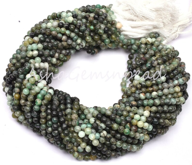 Natural Green Emerald Smooth Shadded Round Shape Beads4mm | Etsy