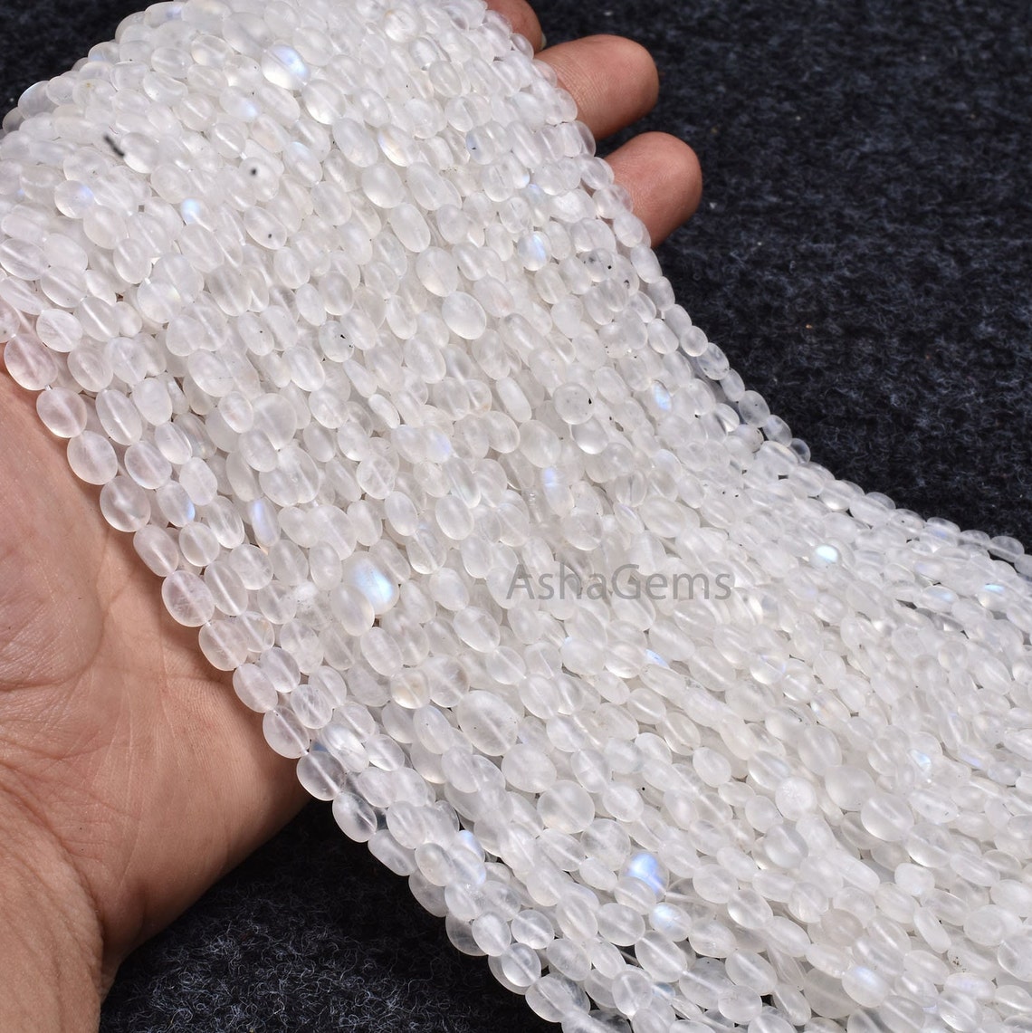 Blue Fire Rainbow Moonstone Smooth Mat Finish Oval - Etsy