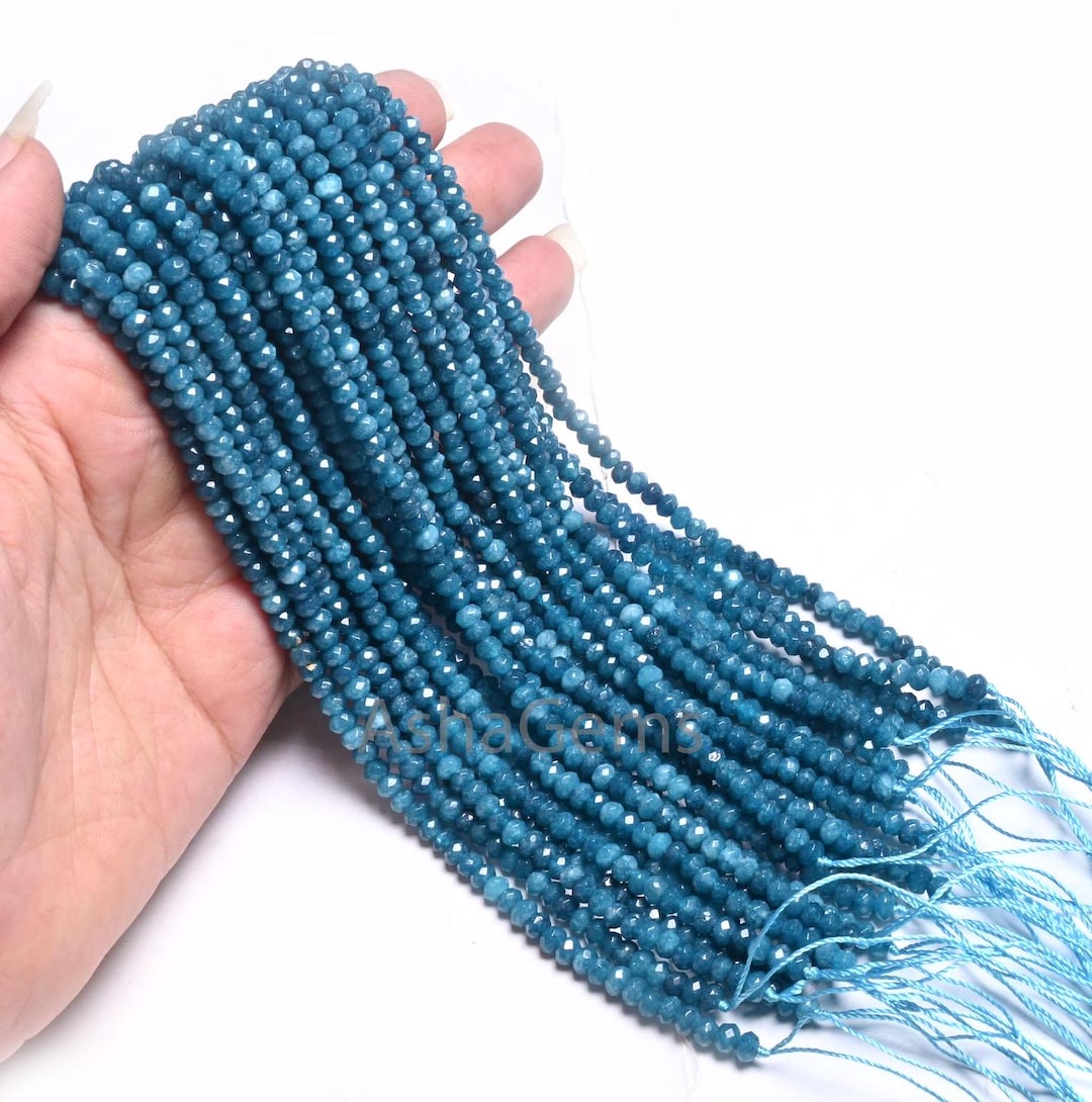 4.5 Mm Fine Neon Blue Color Jade Quartz Faceted Rondelle Shape Beads ...
