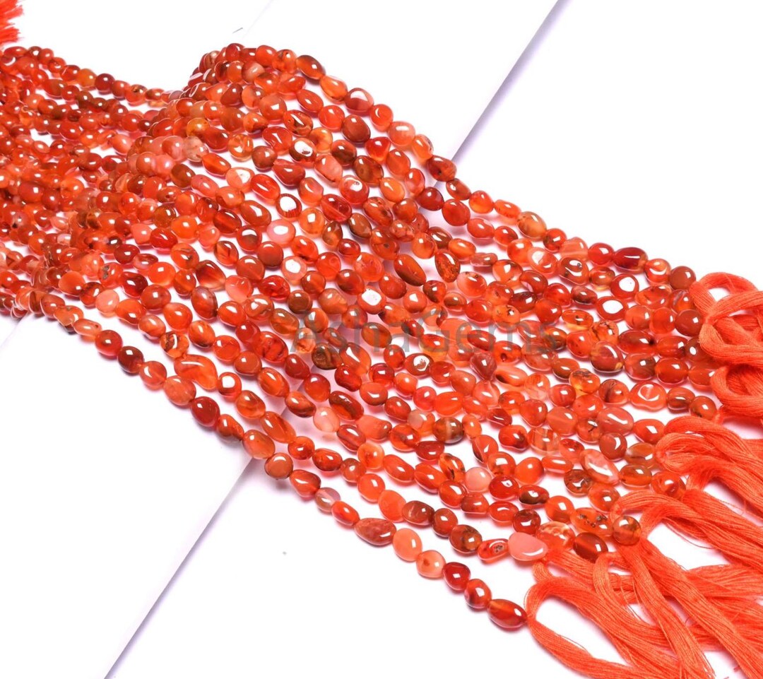 Fine Red Carnelian Tiny Nugget Beads,6-9 Mm Gemstone Smooth Tumble ...