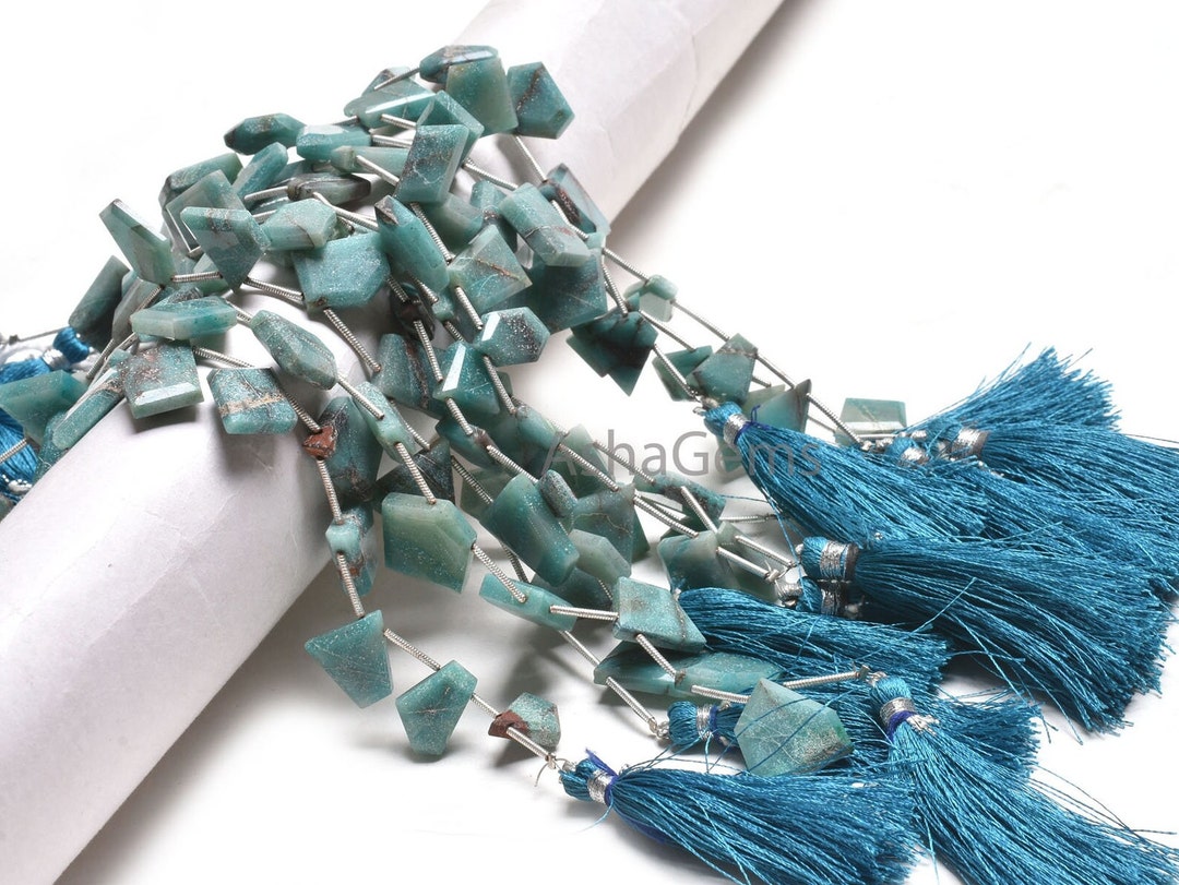 Beautiful Chrysocolla Fancy Uneven Silce Shape Faceted Gemstone Beads, Natural Blue Chrysocolla ...