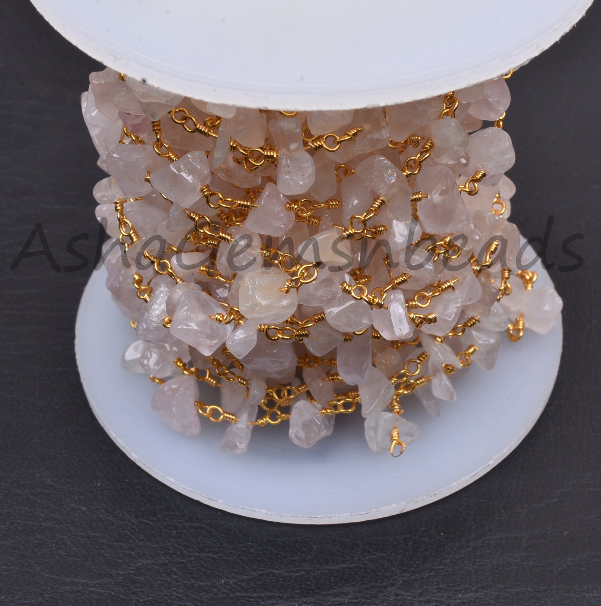 Natural Pink Rose Quartz Uncut Chips Rosary Beaded | Etsy