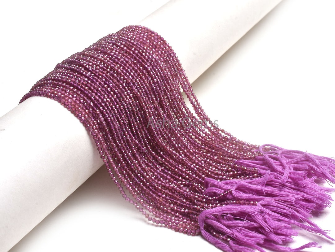 Rare AAA Purple Garnet Machine Cut Faceted Rondelle Beads,2.4 Mm Purple Rhodolite Garnet Micro ...