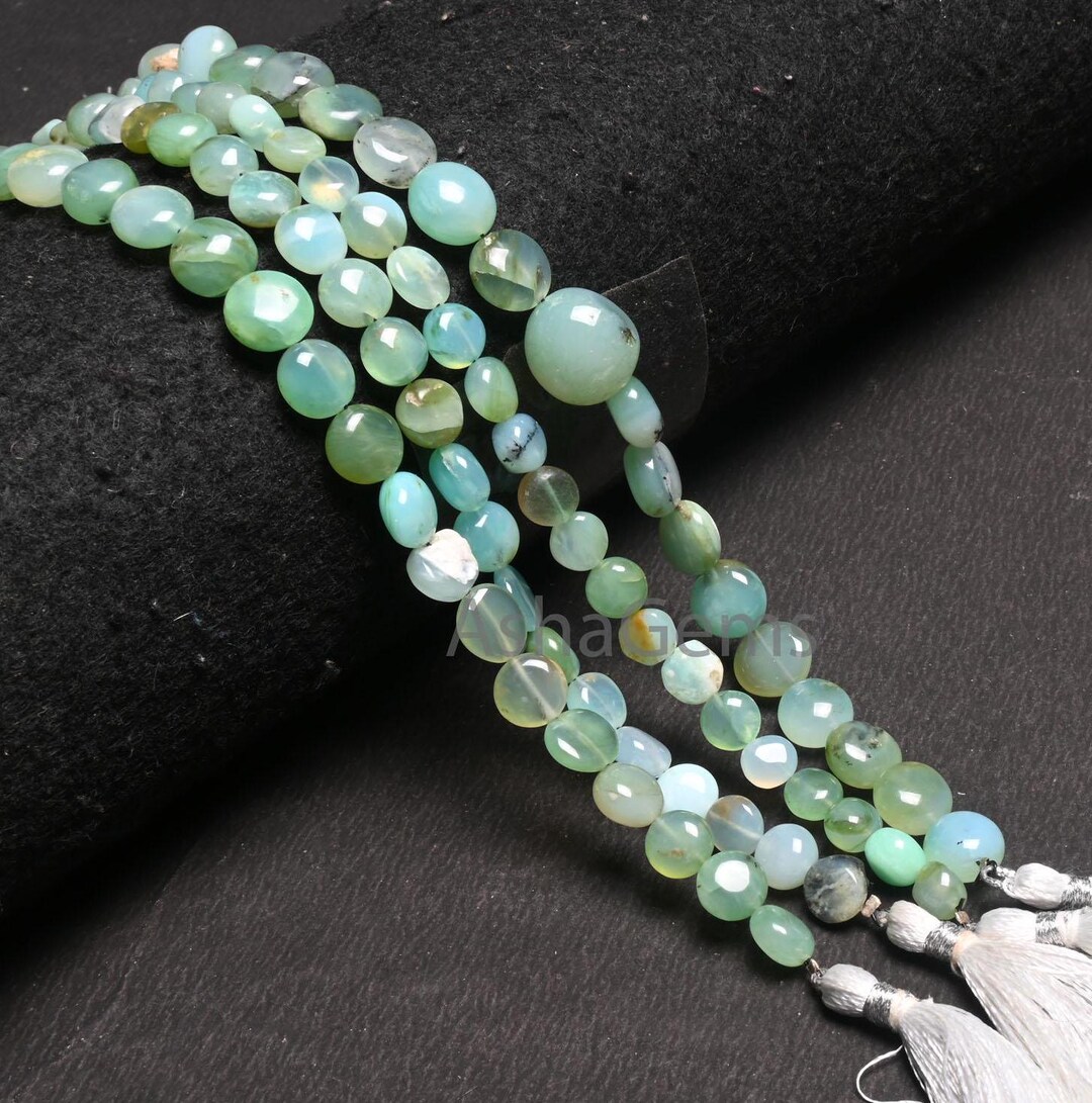 Natural Peruvian Opal Fancy Puff Coin Smooth Gemstone Beads, Bio Peru ...