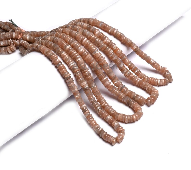 Fine Chocolate Moonstone Heishi Tyre Beads, Natural Gemstone Smooth ...