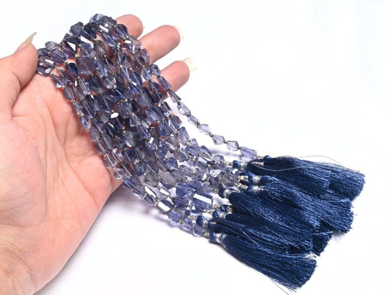 Natural Iolite Faceted Nuggets Shape Beads, AAA Blue Gemstone Indian ...