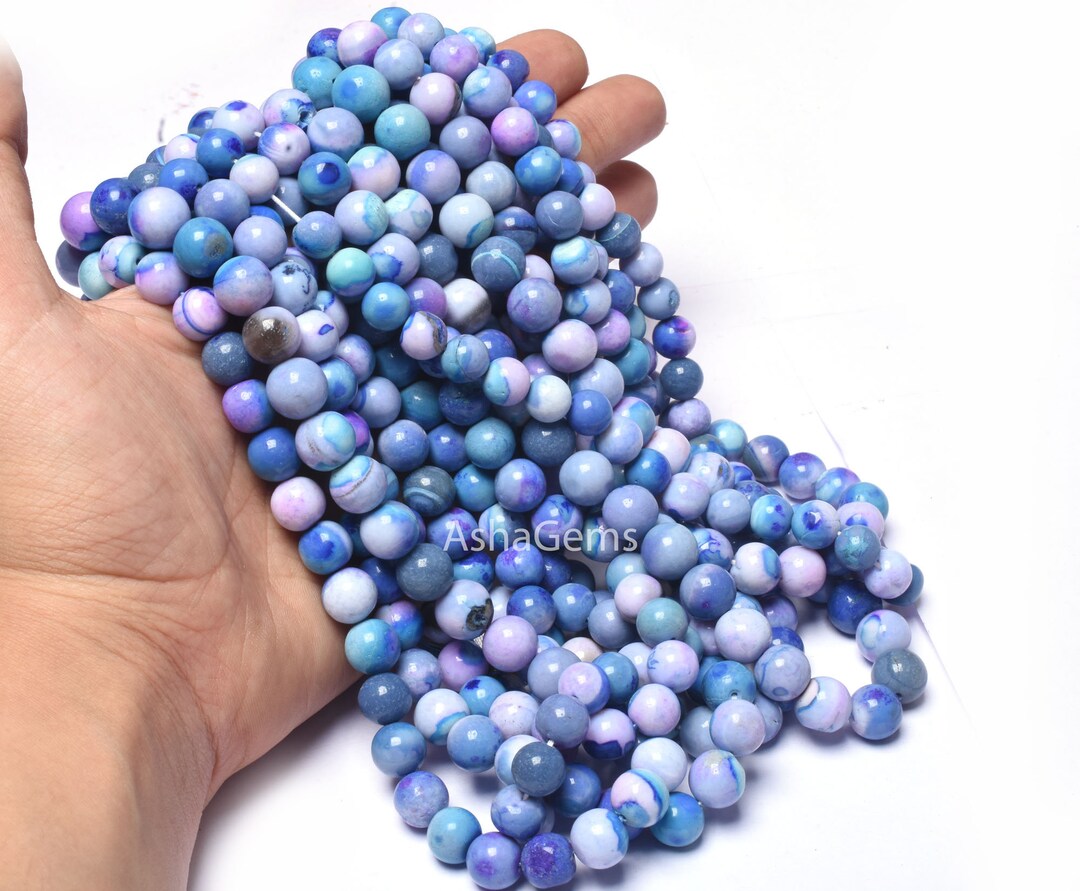 Shaded Blue Opal Smooth Round Ball Beads,8.5,9mm Opal Gemstone Handmade ...
