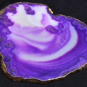 Blue Shaded Solar Quartz Gemstone Plate, Healing Mineral Golden Edge ...