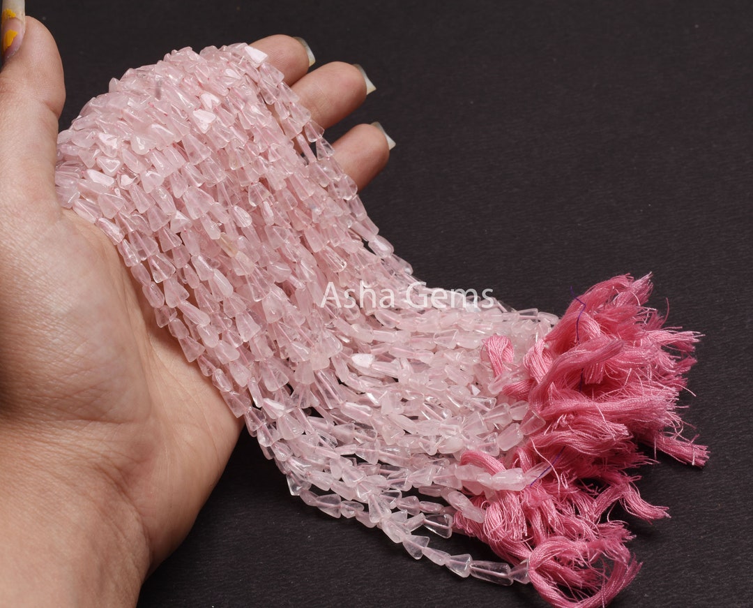 14" Strand Rose Quartz Triangle Gemstone Beads, Natural Pink Rose ...