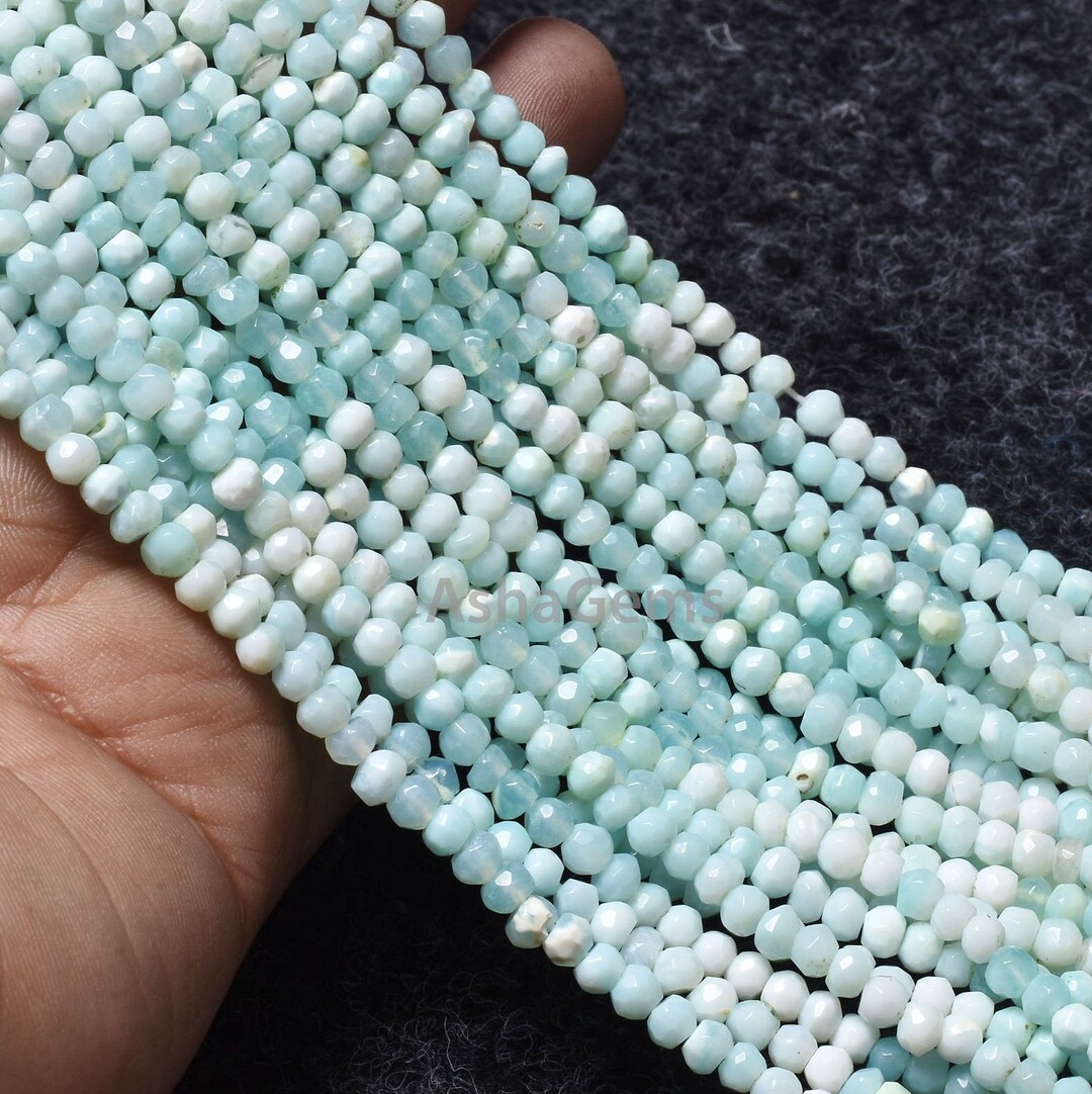 Beautiful Shaded Peru Blue Opal Beads Amazing Blue Opal Rondelle ...