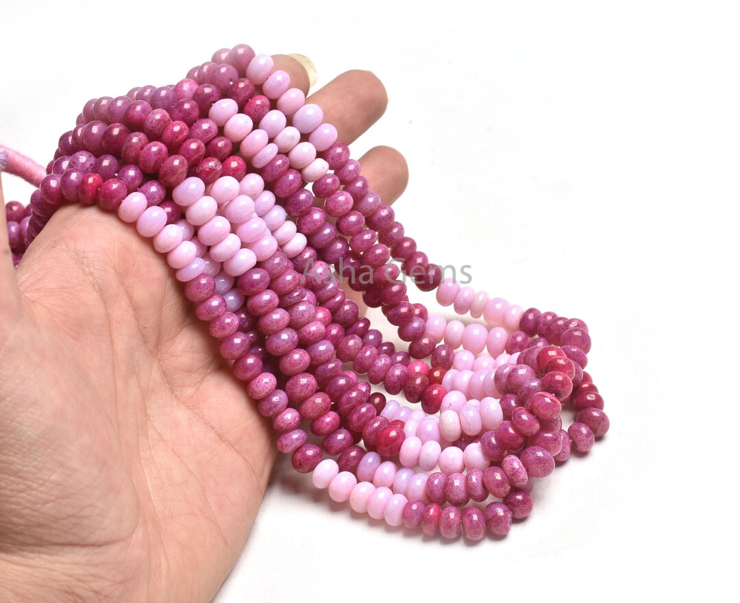 Beautiful Shaded Magenta Pink Opal Smooth Rondelle Beads, AAA Shaded ...