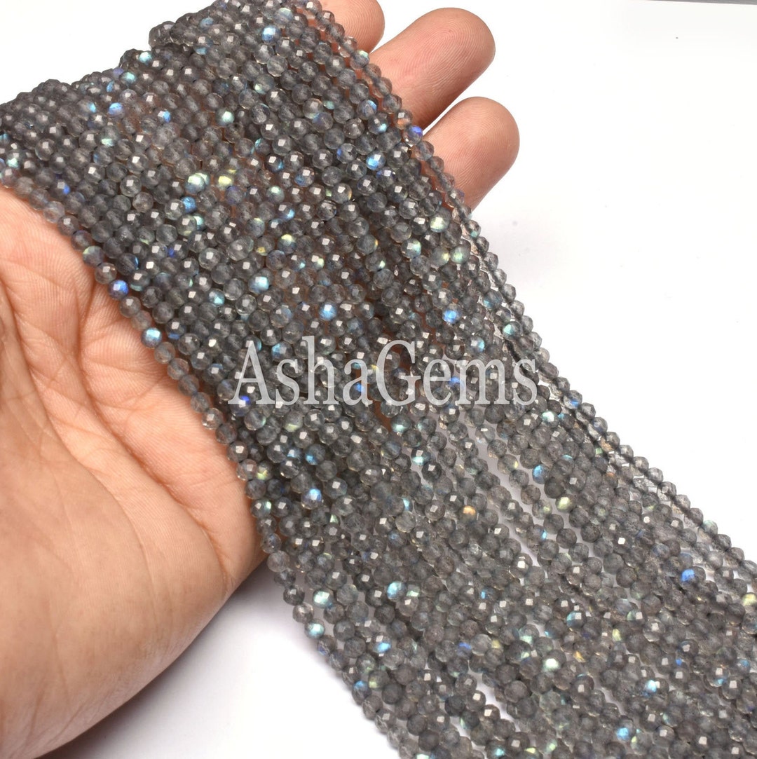 AAA Labradorite Faceted Beads,3.70 ,4 Mm Natural Blue Fire Labradorite ...