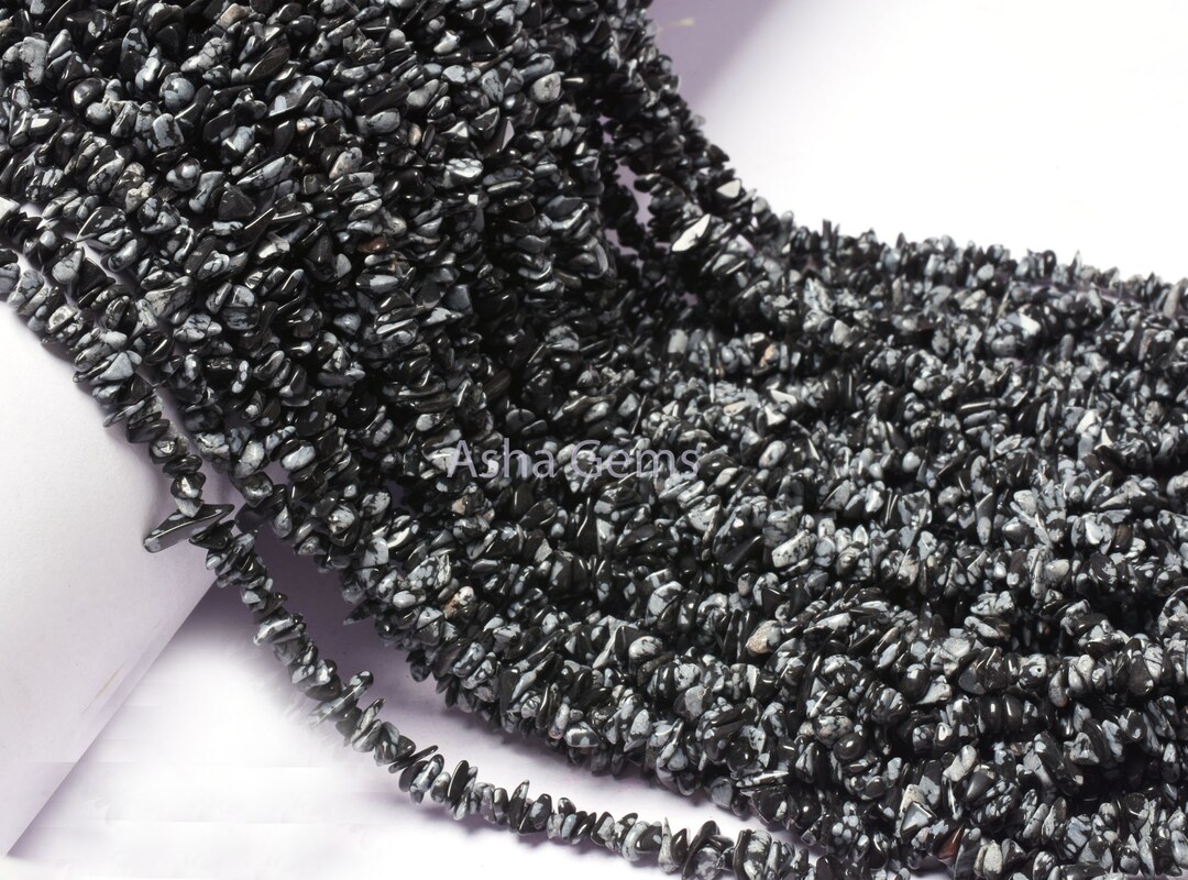 34 Inch Strand Natural Black Obsidian Gemstone Uncut Chips Beads, AAA ...