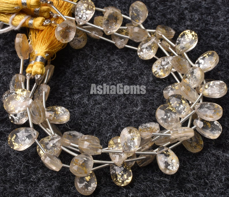 Beautiful Crystal Quartz Gold Foil Doublet Faceted Pears Shape - Etsy