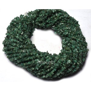 AAA Green Emerald Uncut Chip Beads,34" Strand Natural Raw Gemstone ...