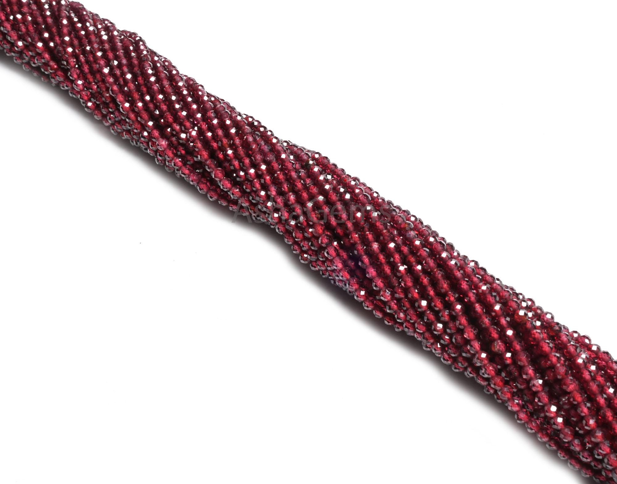 2.5 Mm AAA Garnet Micro Cut Gemstone Beads, Natural Red Garnet Faceted ...