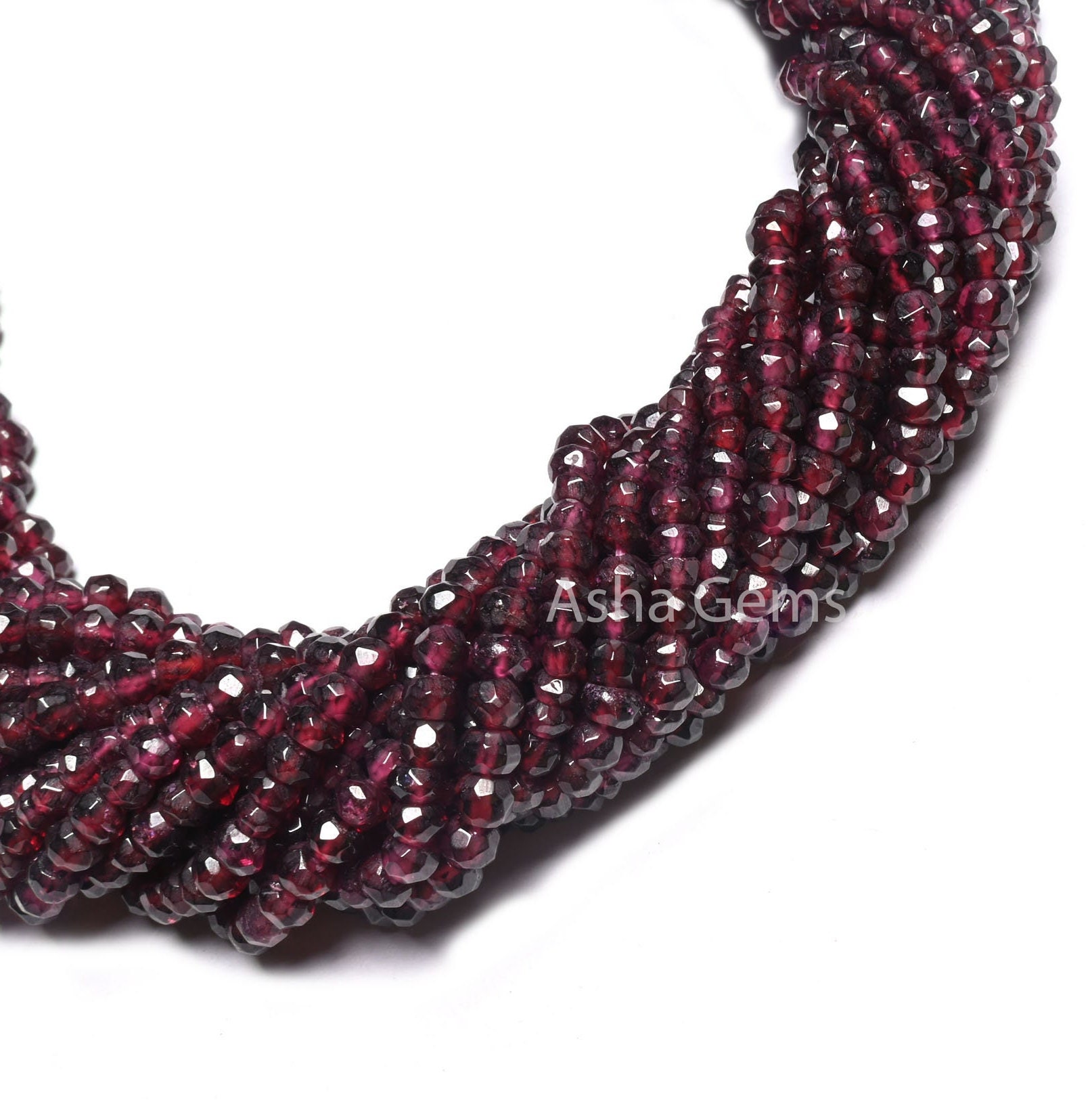 Natural Garnet Indian Machine Cut Rondelle Beads,13" Strand Red ...