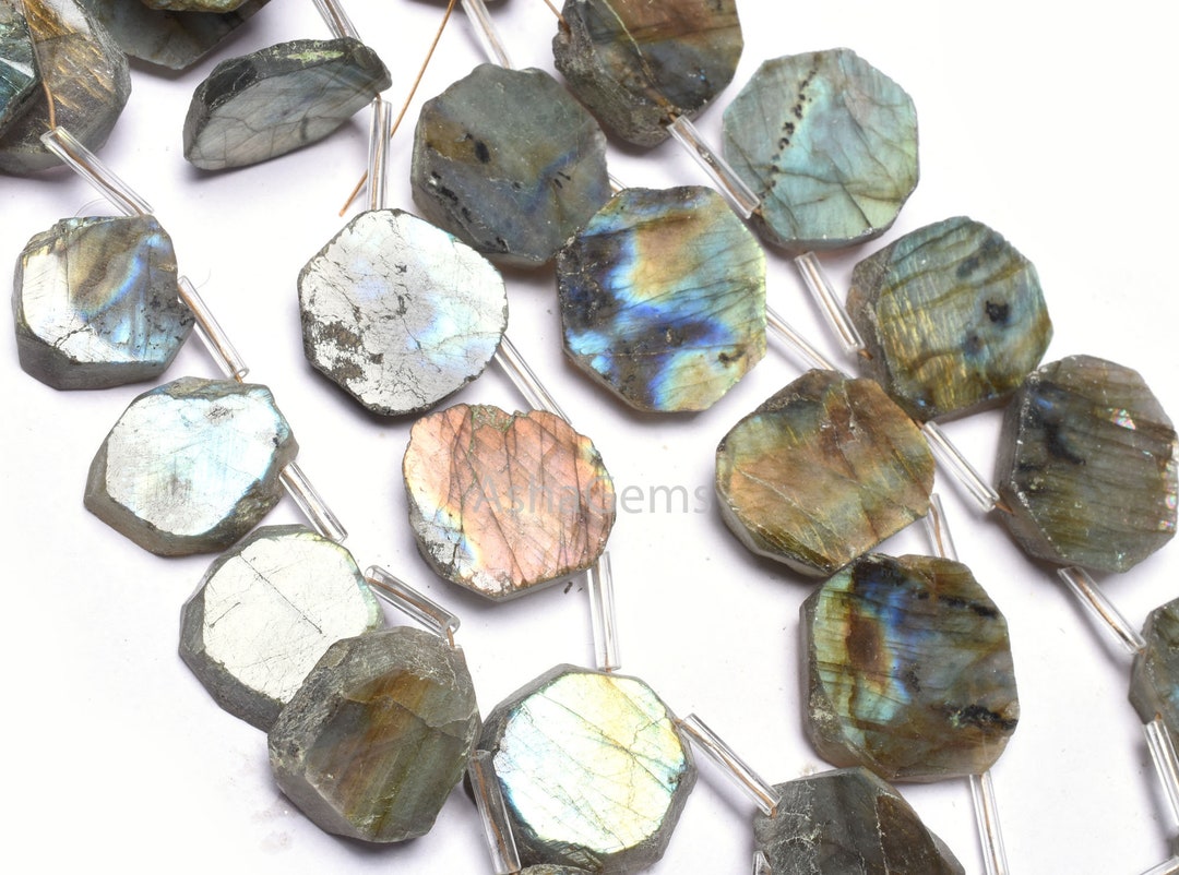 Labradorite Uneven Shape Rough Gemstone Beads,13"strand Natural Multi ...