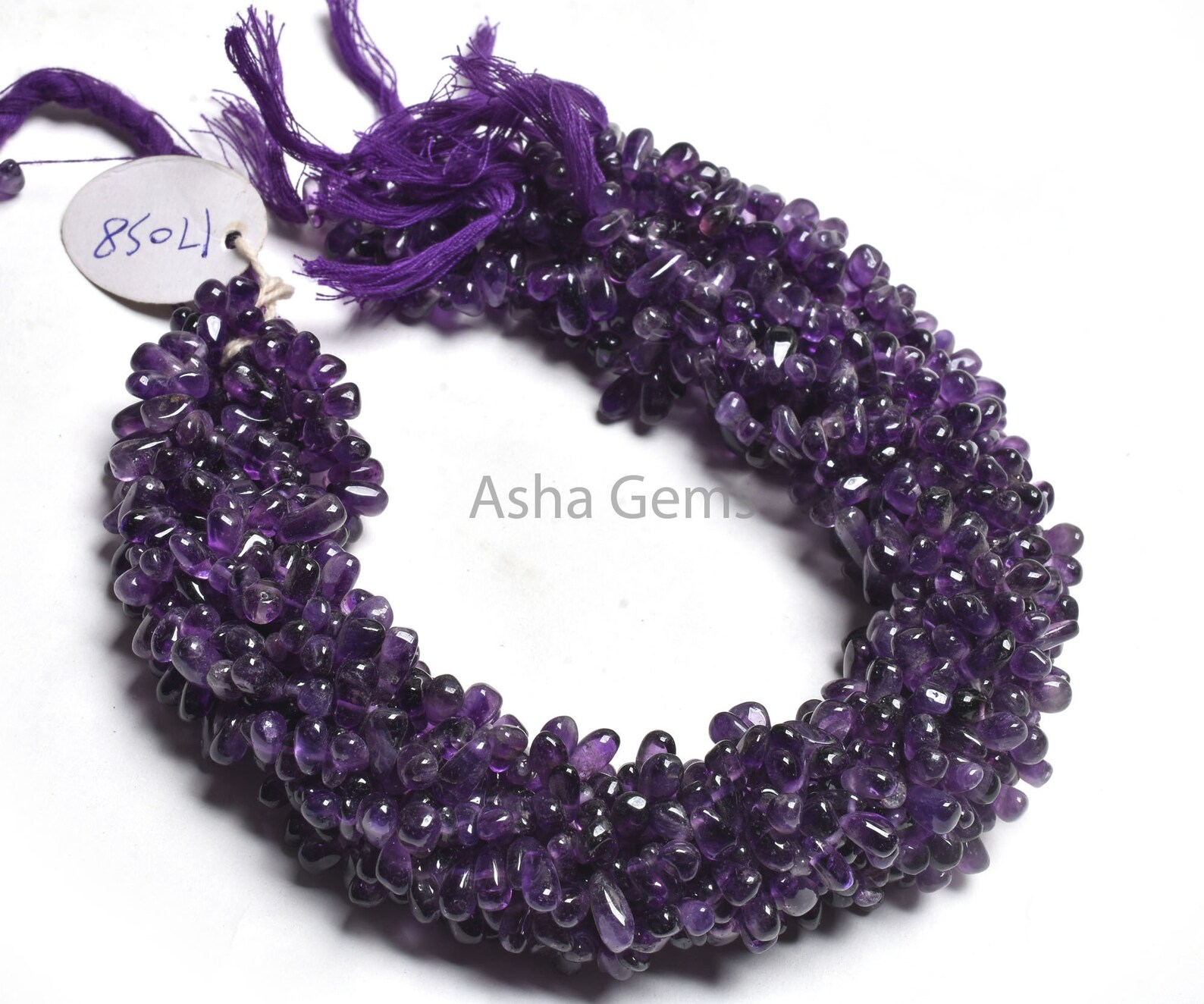 Natural Purple Amethyst Smooth Drop Shape Beads, Gemstone Side Drill ...
