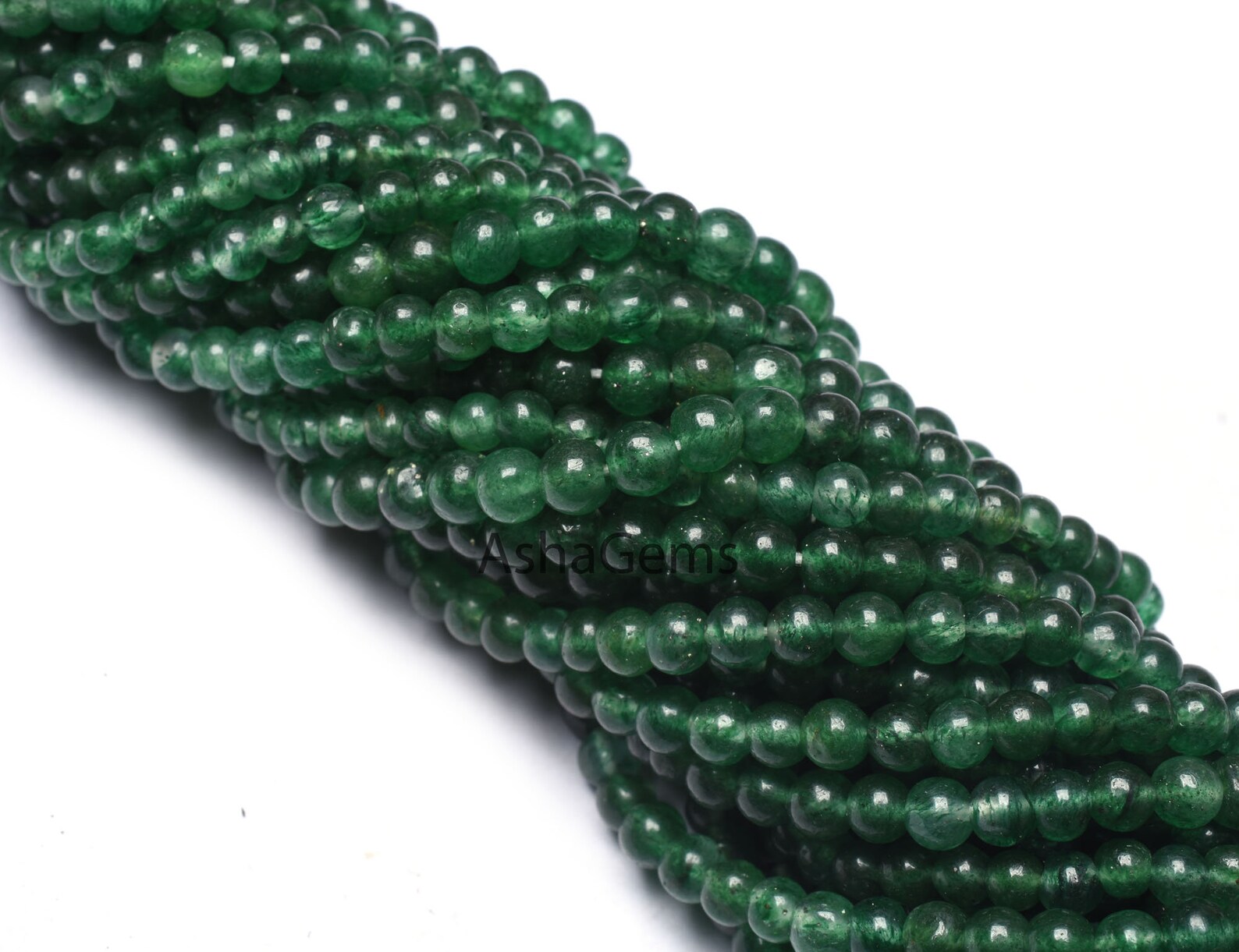 Natural Green Mica Margaj Smooth Round Ball Beads, Green Aventurine ...