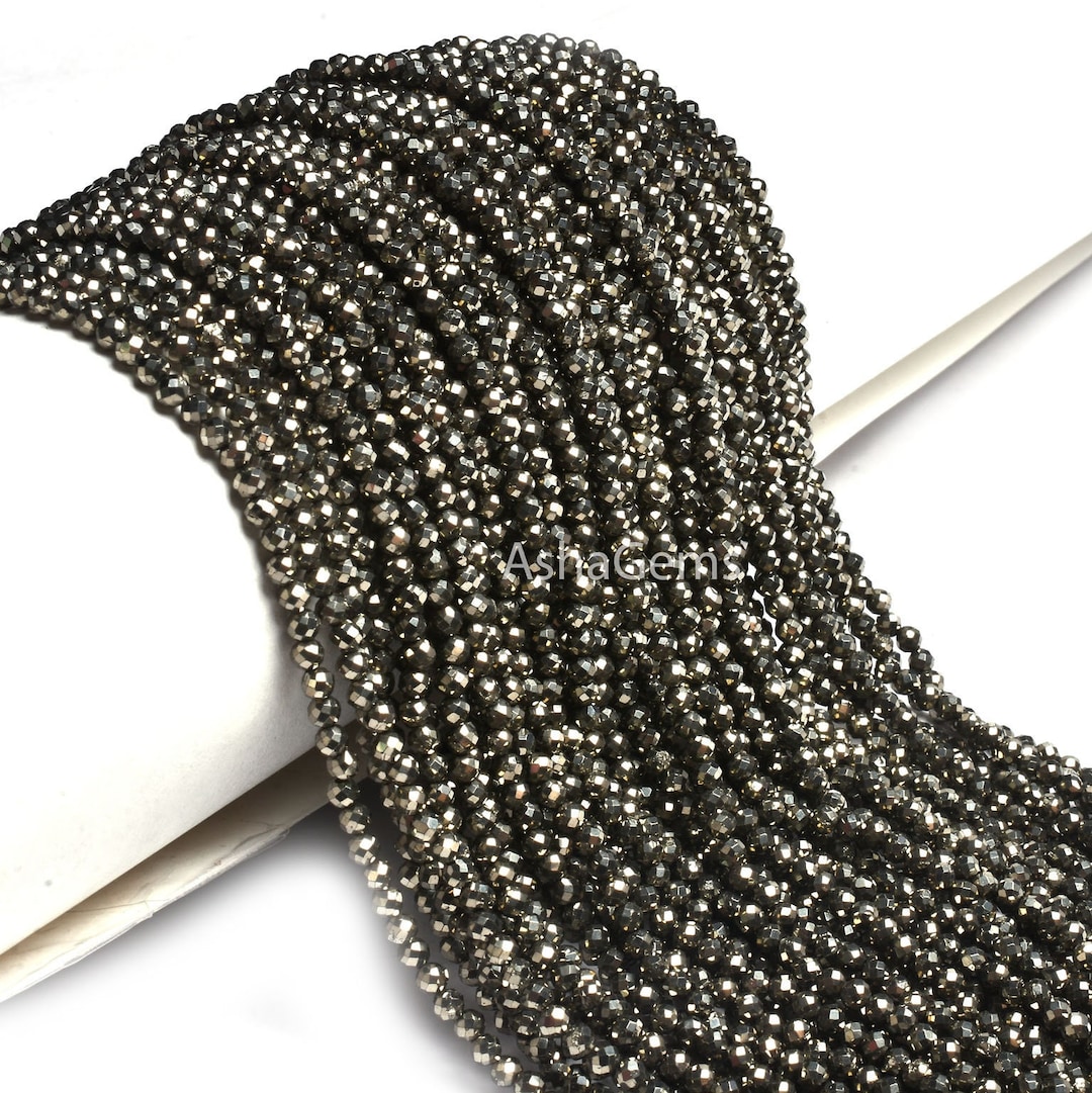 Natural Pyrite Micro Cut Rondelle Faceted Beads,3 Mm AAA Quality Copper ...