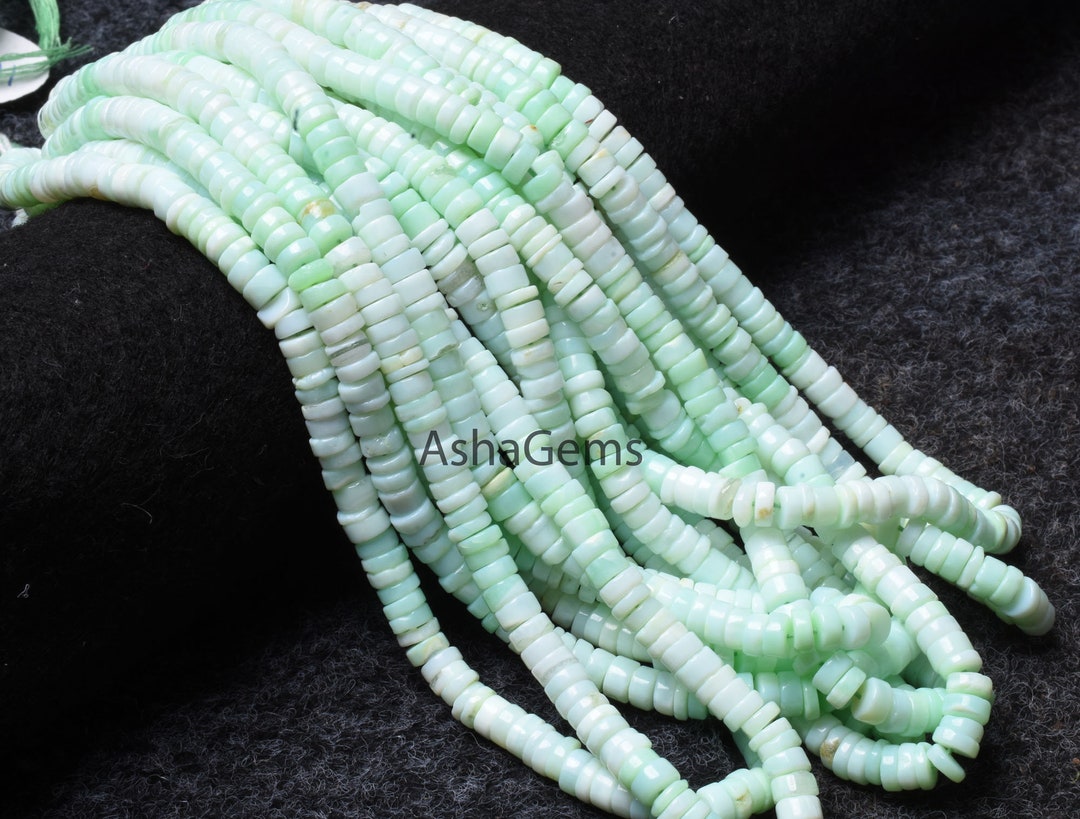 AAA Parrot Green Opal Smooth Tyre Beads,6mm Sea Green Shaded Gemstone ...