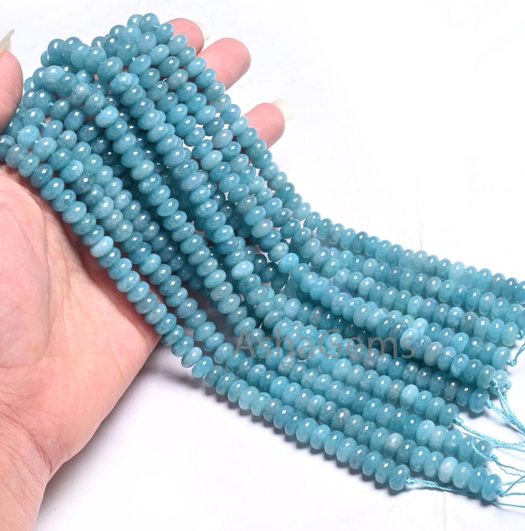 8mm Fine Neon Blue Color Jade Quartz Smooth Rondelle Shape Beads, off ...