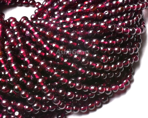 Natural Garnet Smooth Round Shape Beads13 Strand Garnet | Etsy