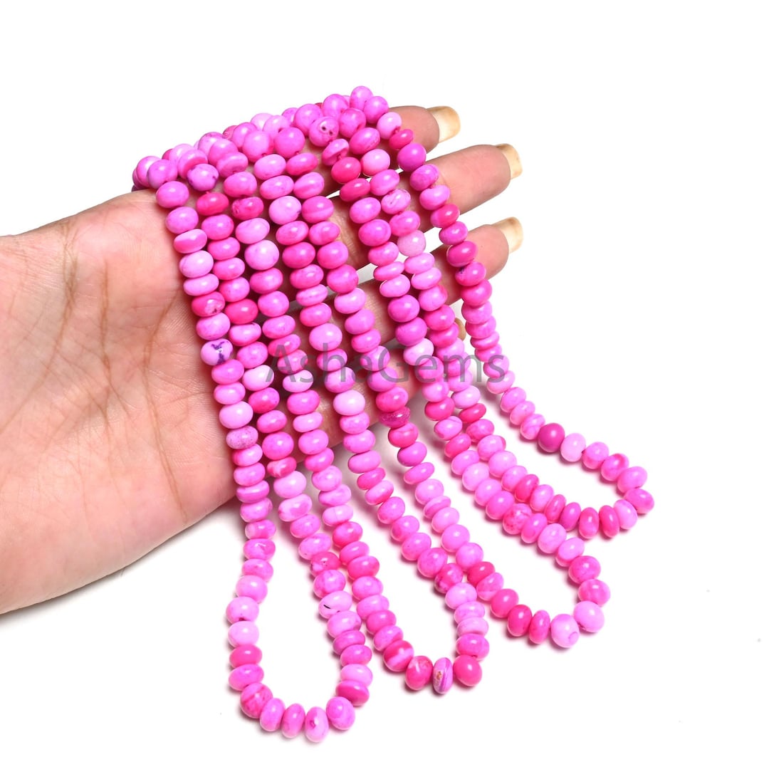 7 Mm Hot Pink Opal Smooth Rondelle Beads,8/16
