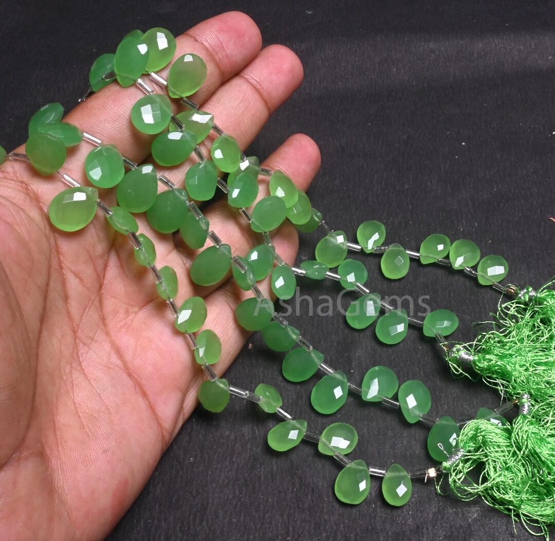 AAA Green Quartz Hydro Checker Cut Pear Beads,9"strand Faceted Teardrop ...