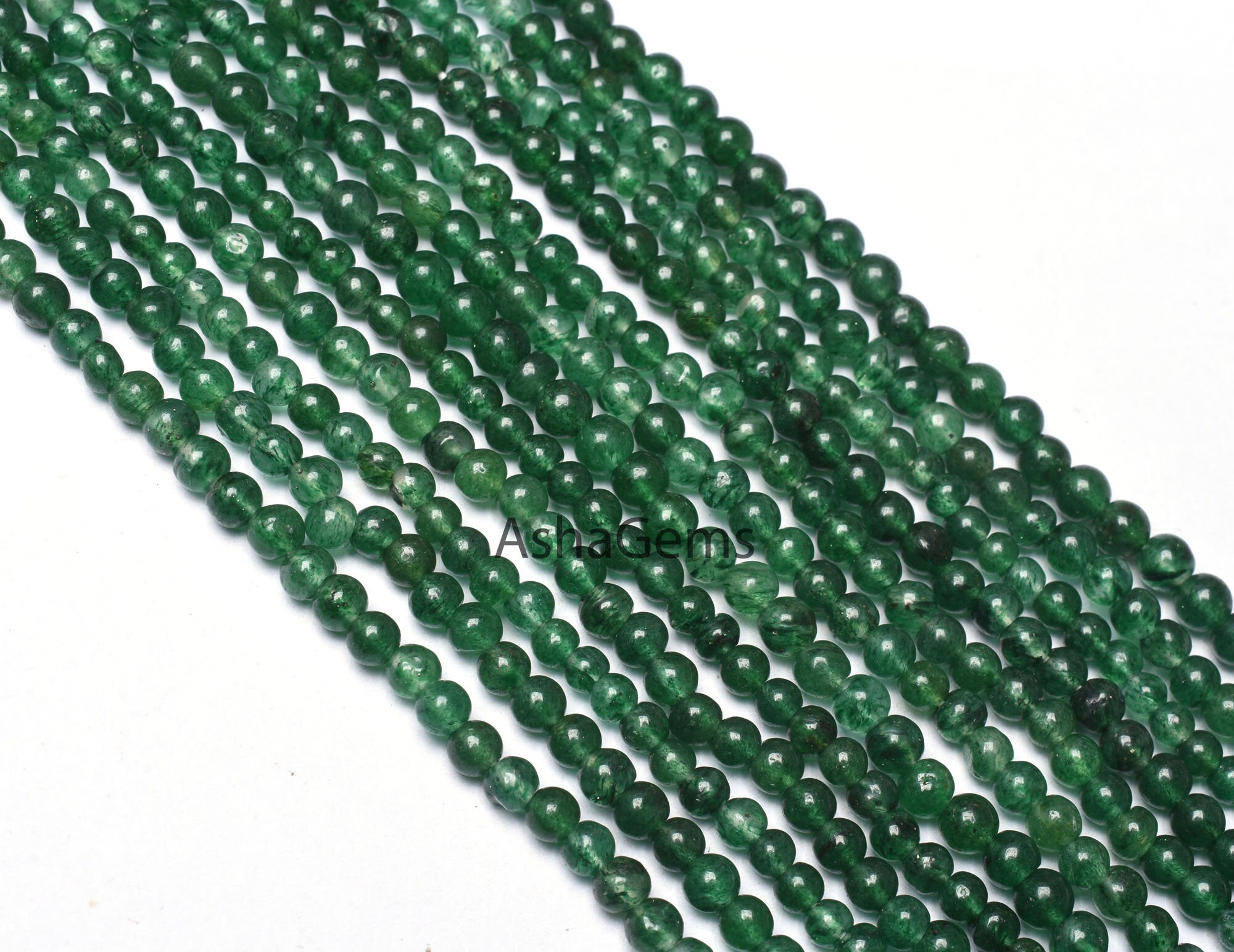 Natural Green Mica Margaj Smooth Round Ball Beads, Green Aventurine ...