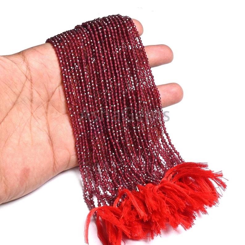 2.5 Mm AAA Garnet Micro Cut Gemstone Beads, Natural Red Garnet Faceted ...