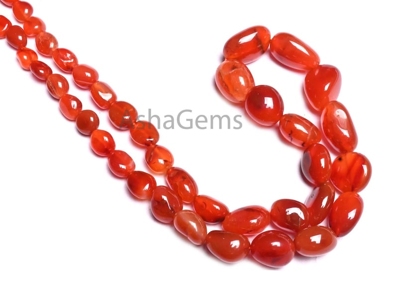 Natural Red Carnelian Handmade Tumble Beads, Fine Cornelian Smooth ...