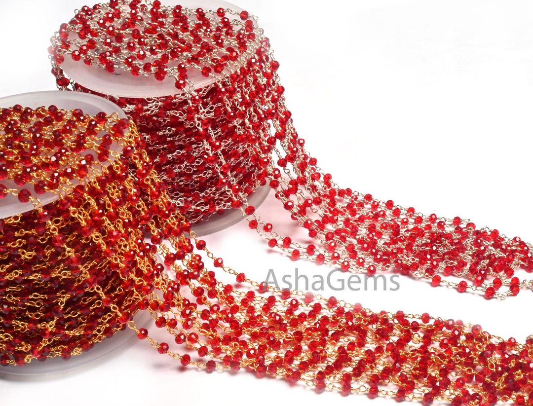 Fine Red Garnet Hydro Faceted Micro Cut Rondelle Beads Rosary Chain,3-3 ...